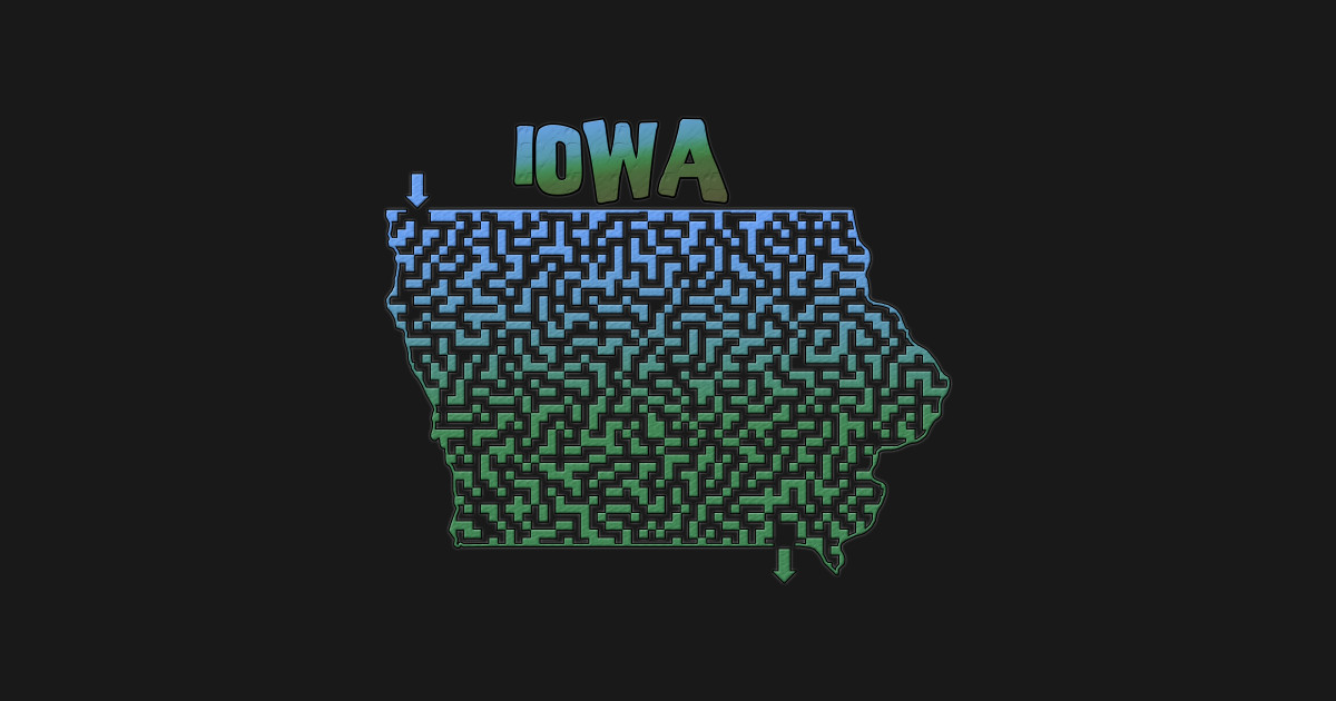 Iowa State Outline Maze & Labyrinth - Iowa - T-Shirt | TeePublic
