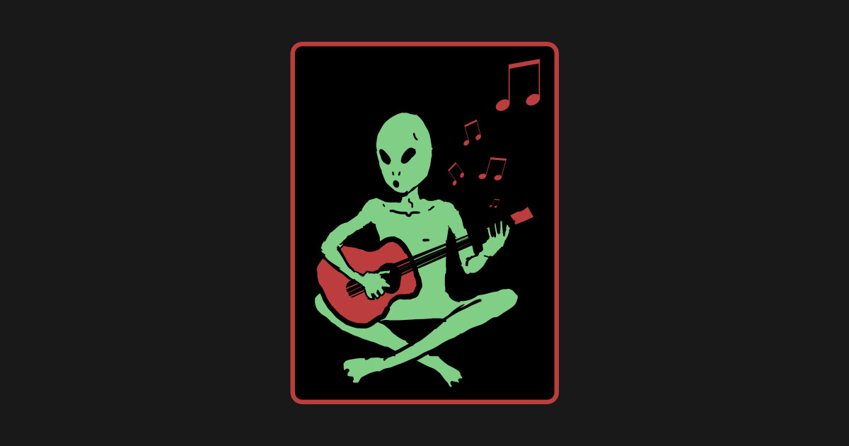 alien playing guitar - Guitar - T-Shirt | TeePublic
