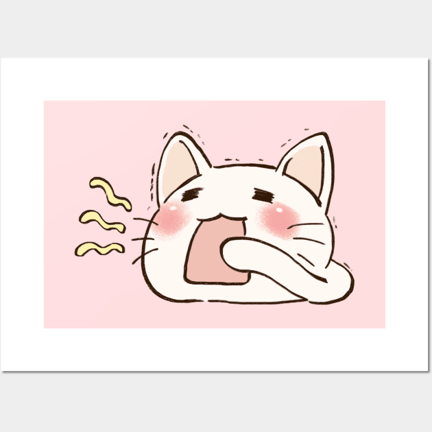 I draw lucky star white cat yawning - Lucky Star - Posters and Art ...