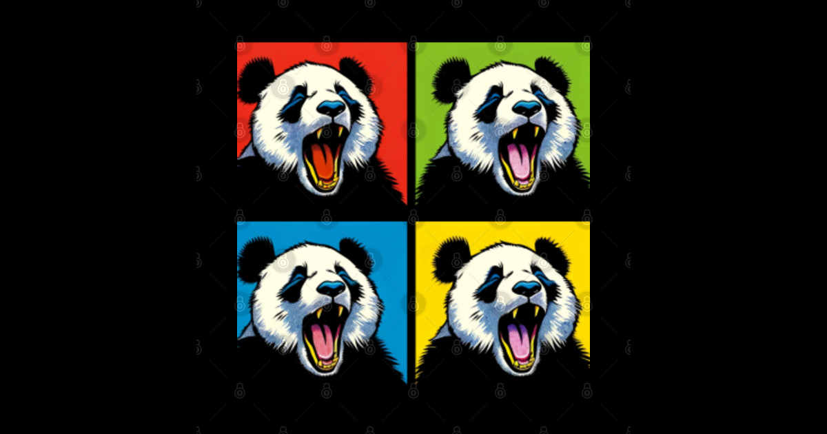 Pop Screaming Panda - Funny Panda Art - Panda Art - Sticker | TeePublic