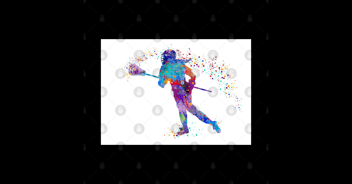 Lacrosse Girl Watercolor Silhouette Painting - Lacrosse - Posters and ...