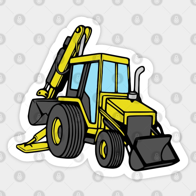 Construction Backhoe Loader - Backhoe - Sticker | TeePublic