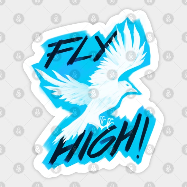 Fly High! White - Crow - Sticker | TeePublic
