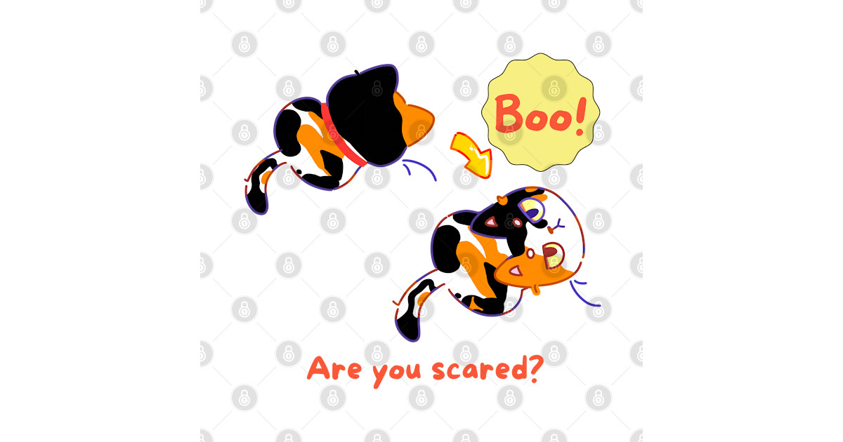 Boo! Are You Scared! Straight Face Calico Cat - Calico Cat - T-Shirt ...