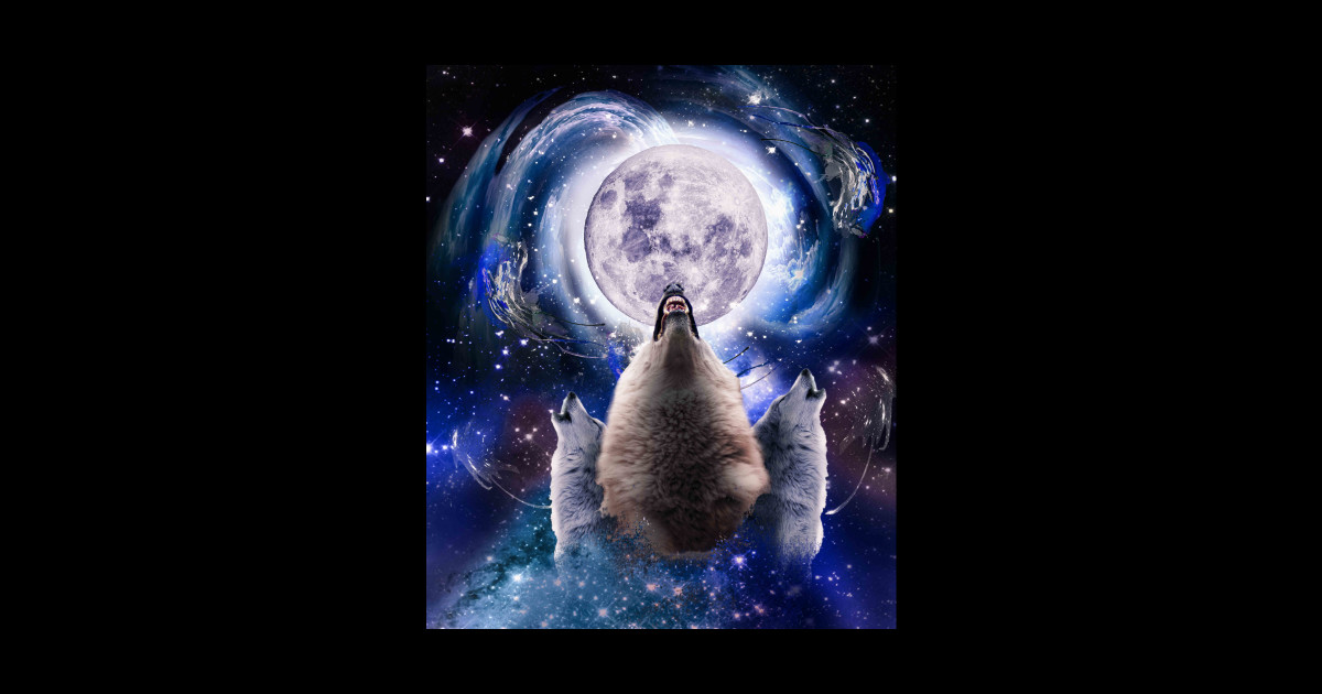 Cosmic Space Wolf Wolves Howling At Moon - Cosmic Space Wolf Wolves ...