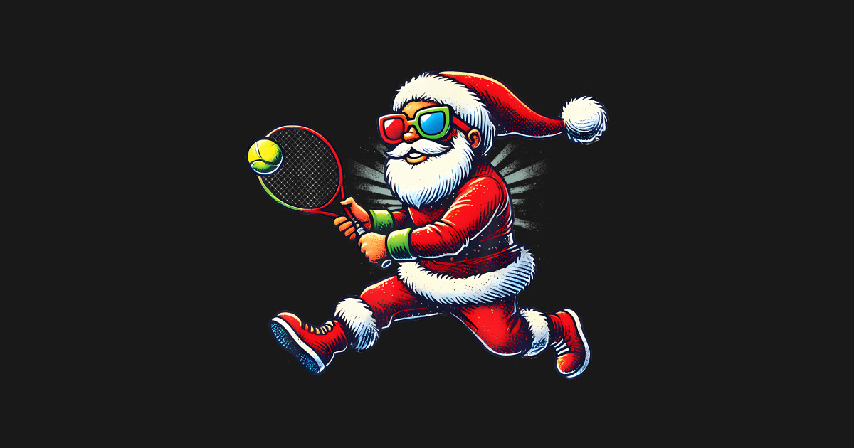 Santa Claus Playing Tennis Game Tennis Racket Christmas - Santa Claus ...
