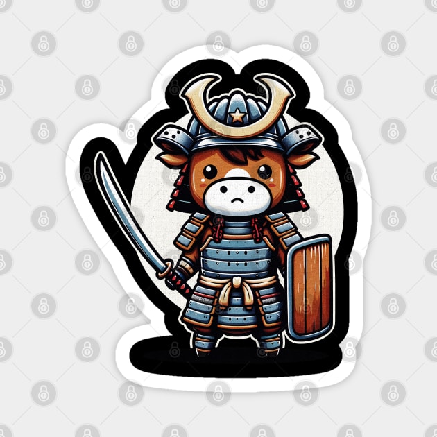 Kawaii Samurai Animal Cow Warrior with Katana Shield Cute - Kawaii ...