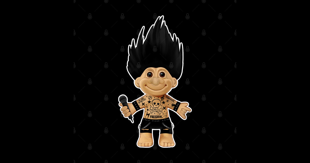 Punk rocker troll with black hair Iroquois and microphone - Musician ...