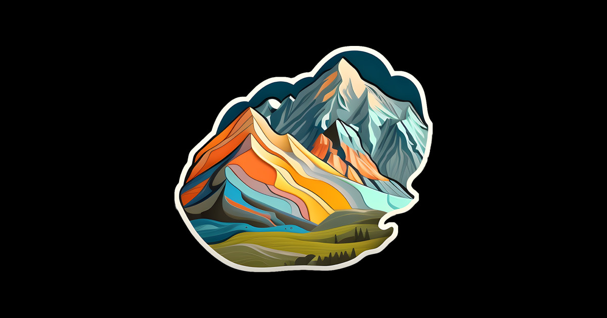Wanderlust Mountain Sticker #1 - Mountains - Sticker | TeePublic