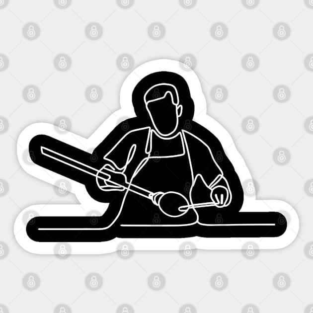 glassblower line drawing - Craftsman - Sticker | TeePublic