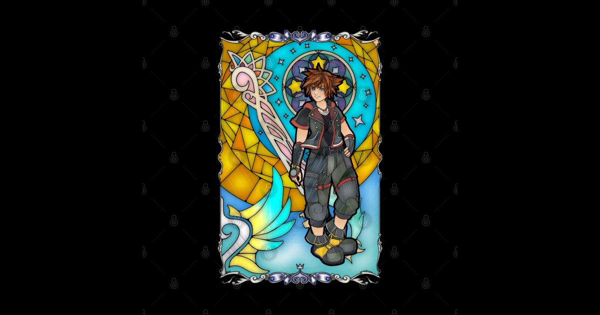 Kingdom Hearts 3 Sora Stained Glass - Kingdom Hearts 3 Sora - Sticker ...