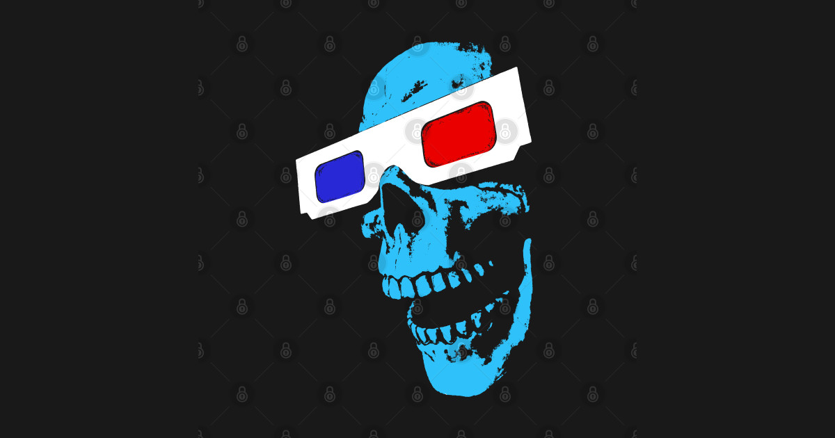 3D Skull (cyan) - 3d Skull - Sticker | TeePublic