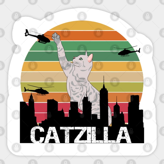 funny catzilla - Catzilla - Sticker | TeePublic