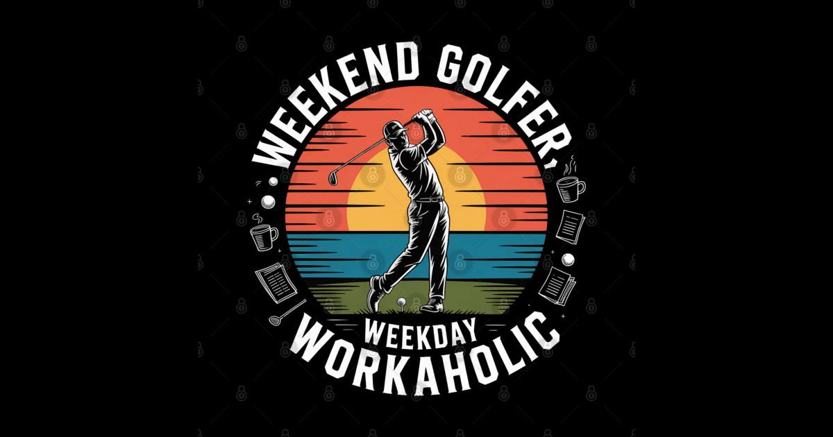 Weekend Golfer, Weekday Workaholic | Retro Sunset Golfer Silhouette ...