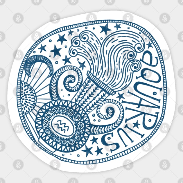 AQUARIUS ZODIAC SIGN AIR ELEMENT - Aquarius Zodiac Sign - Sticker ...