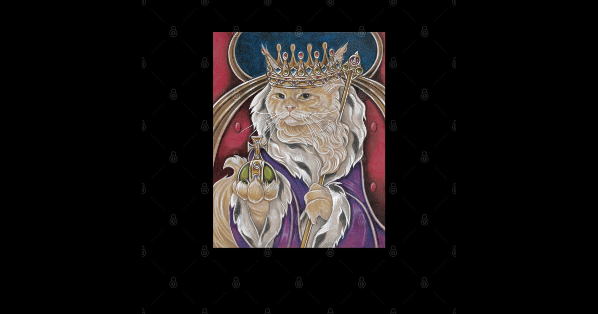 King Cat - I'm The King - Black Outlined Version - Maine Coon Cat ...