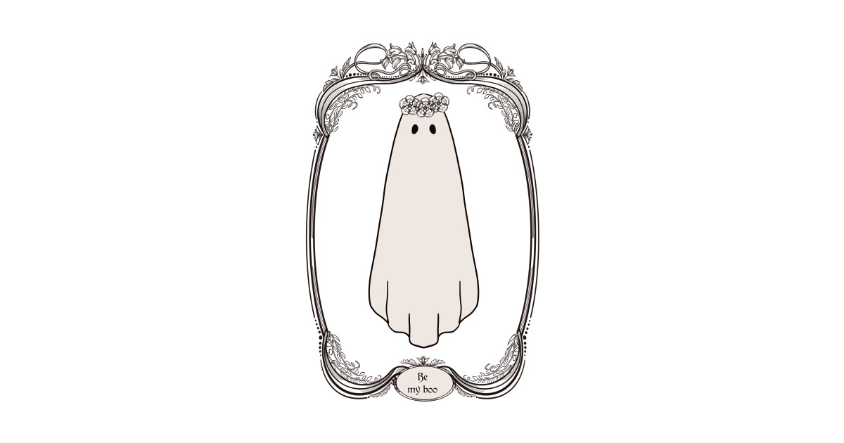 Cute Ghost in Flower Crown Illustration in art nouveau frame Asks to Be ...