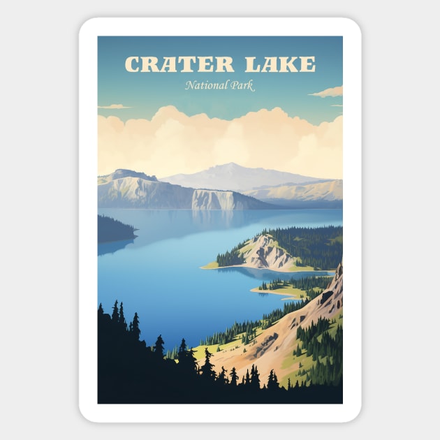 Crater Lake National Park Travel Poster - Crater Lake - Sticker | TeePublic