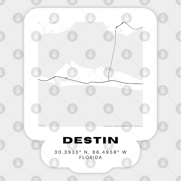 Minimalist Destin Map Art - Florida City Coordinates Design - Destin ...