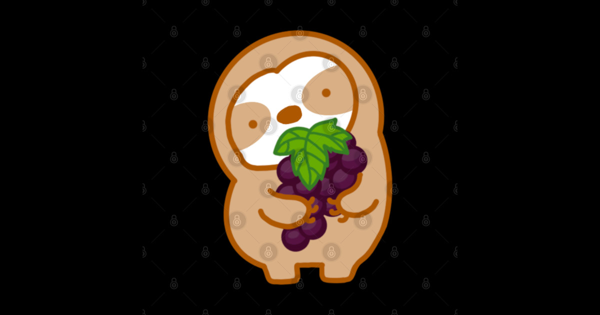 Cute Grapes Sloth - Sloth - Sticker | TeePublic
