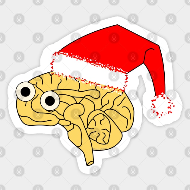 Santa Hat Brain - Brain - Sticker | TeePublic
