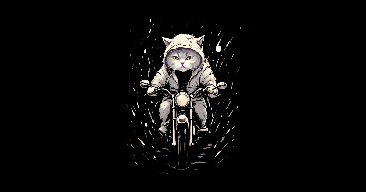biker cat - Biker Cat - Sticker | TeePublic