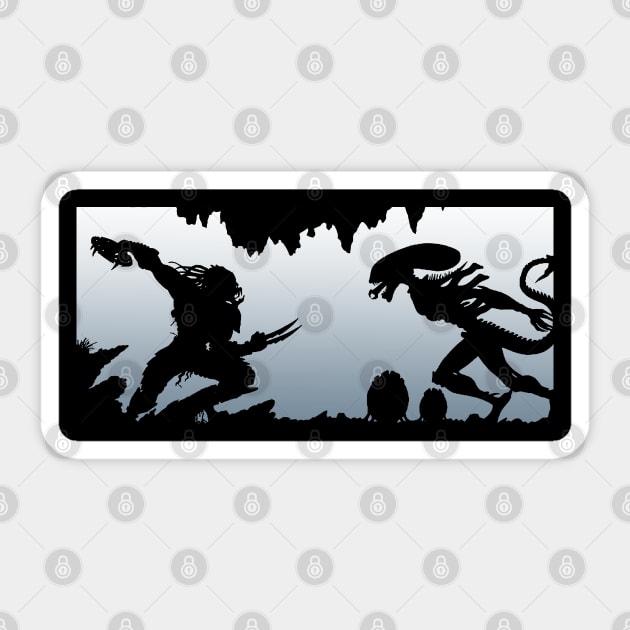 PREDATOR vs ALIEN silhouette - Aliens - Sticker | TeePublic