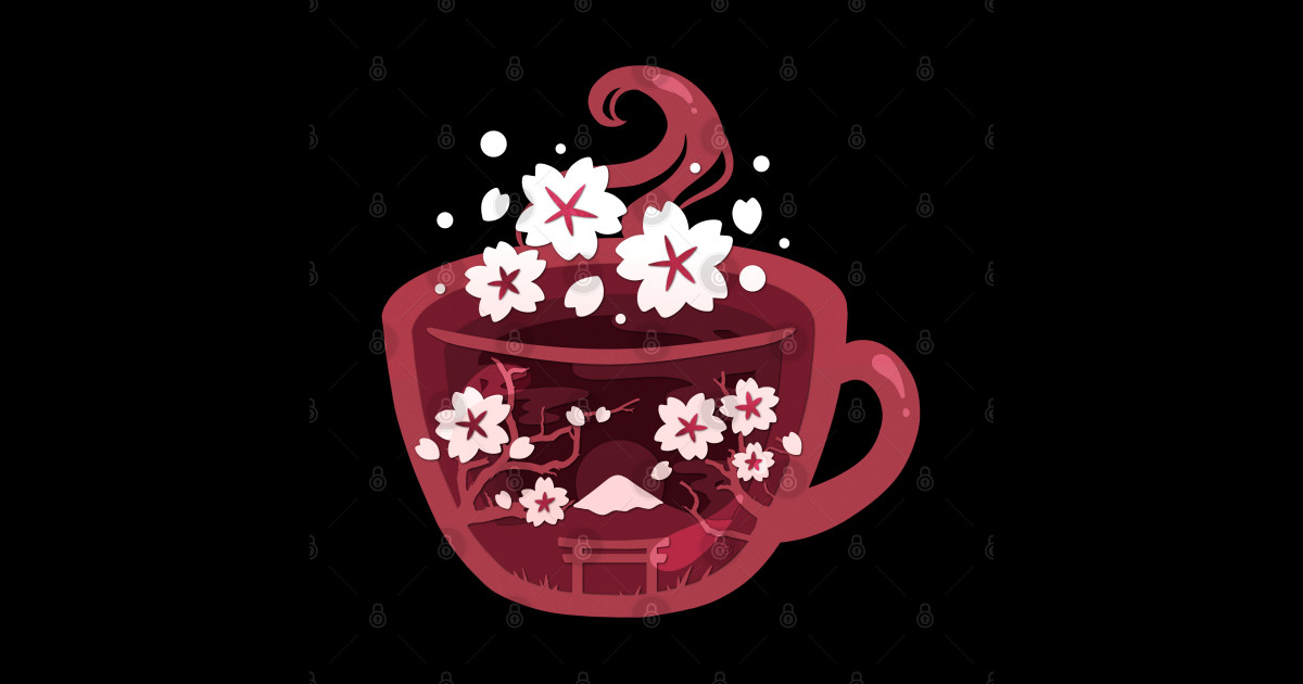 Papercraft Sakura Teacup - Sakura - Magnet | TeePublic