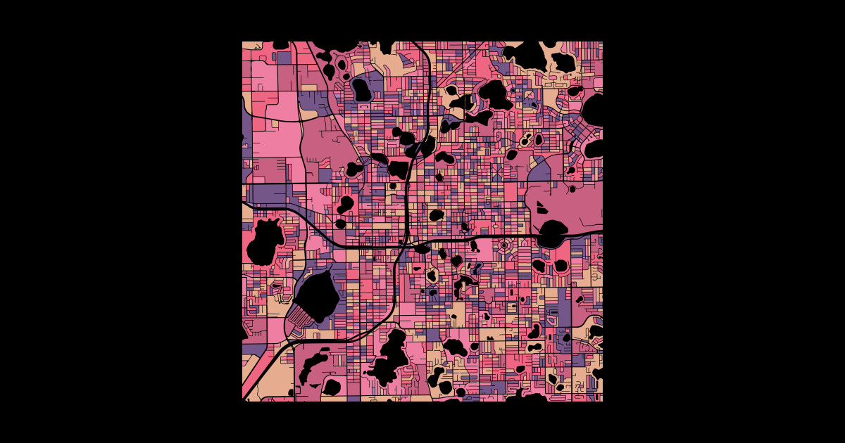 Orlando Map Pattern in Purple & Pink - Orlando Map - Sticker | TeePublic