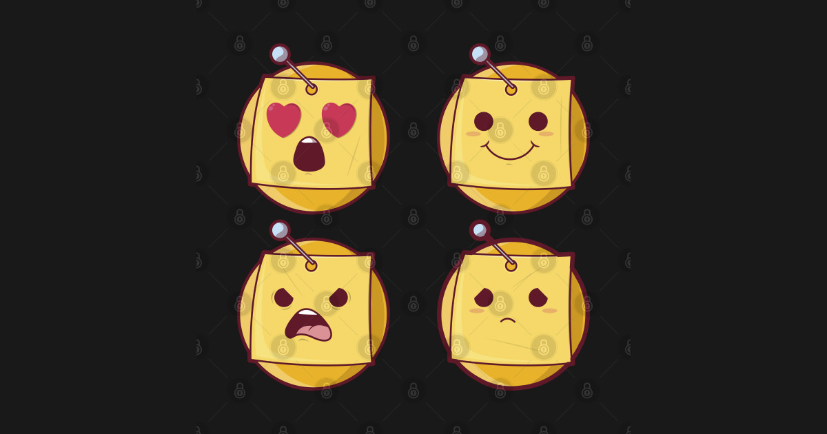 Sticky Feelings – Emoji Faces with Notes - Emoji Funny - T-Shirt ...