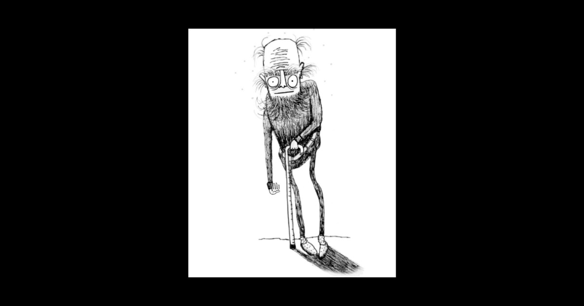 Old Man with Cane Cartoon sketch - Old Man - Sticker | TeePublic