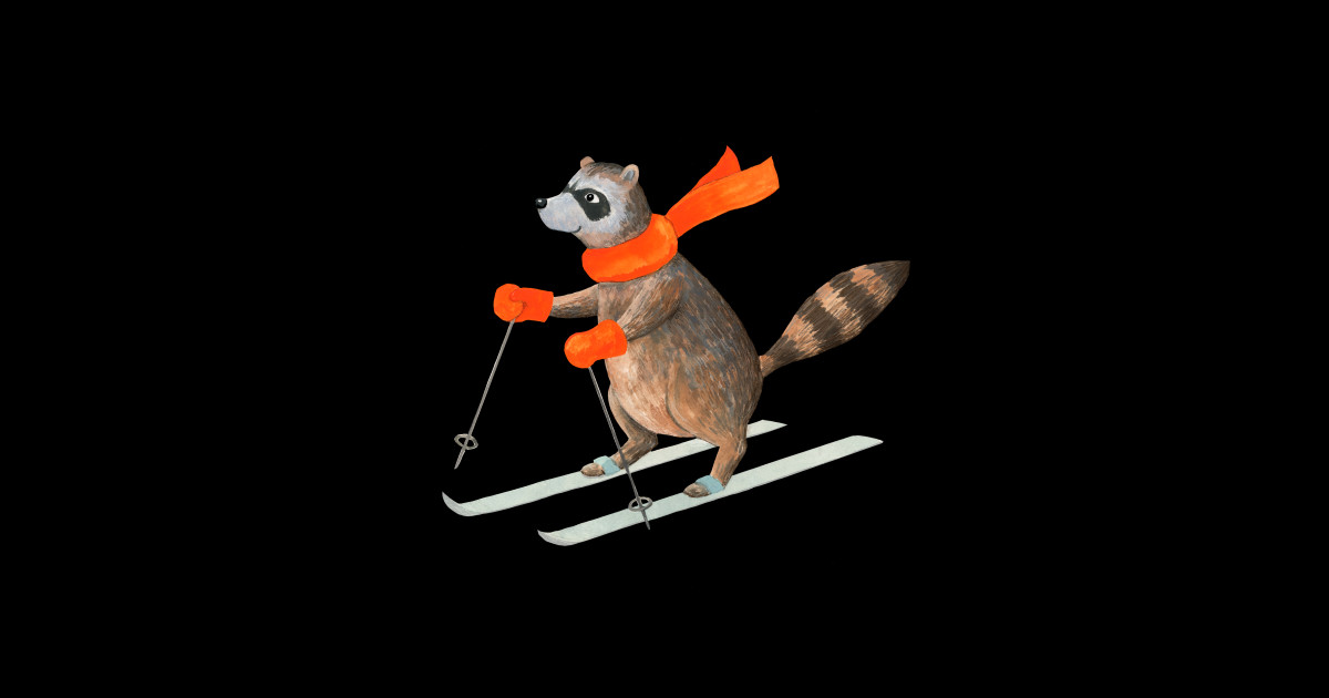Skiing Raccoon - Raccoon Skier - Sticker | TeePublic