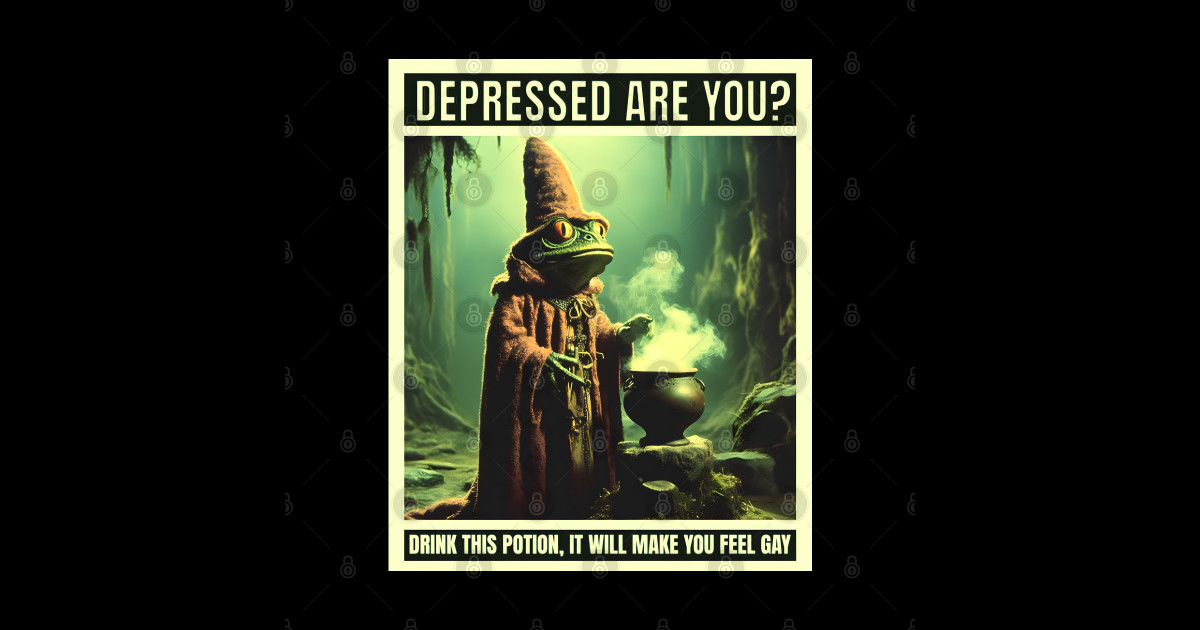 Frog Wizard and his magic potion - Funny Frog - Sticker | TeePublic