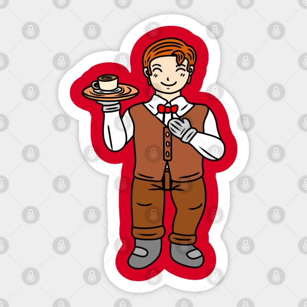 Cute chibi waiter - Waiter - Sticker | TeePublic