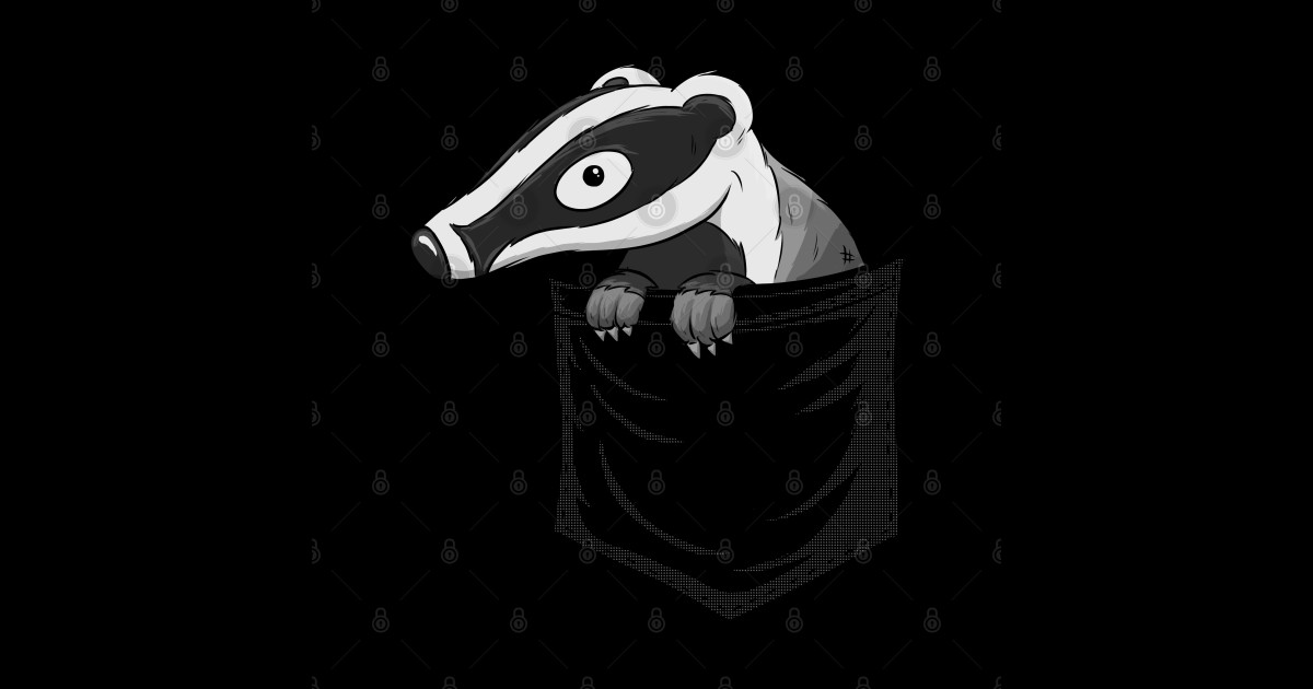 Wildlife Artwork Cute Relaxed Badger In Your Pocket - Badger - Sticker ...
