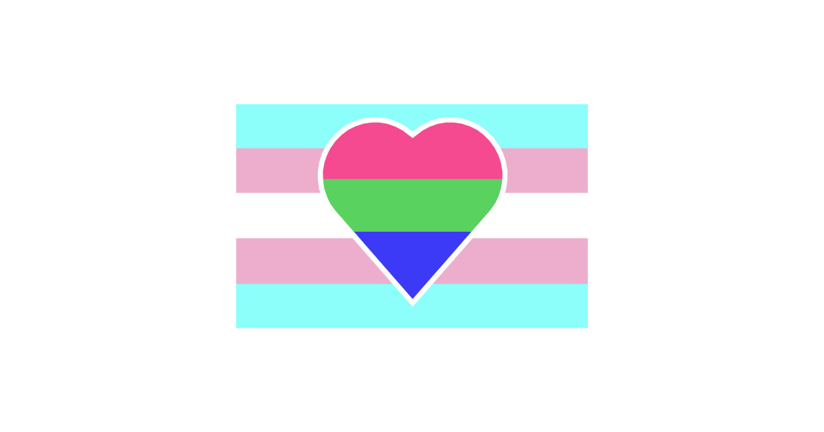 Transgender Pride Flag with Polysexual/Polyromantic Heart - Transgender ...