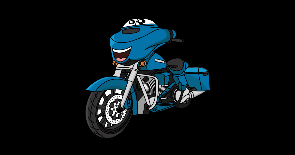 Cute happy blue motorcycle cartoon - Cute Happy Blue Motorcycle Cartoon ...