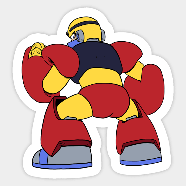 RUBY SPEARS GUTS MAN - Mega Man - Sticker | TeePublic