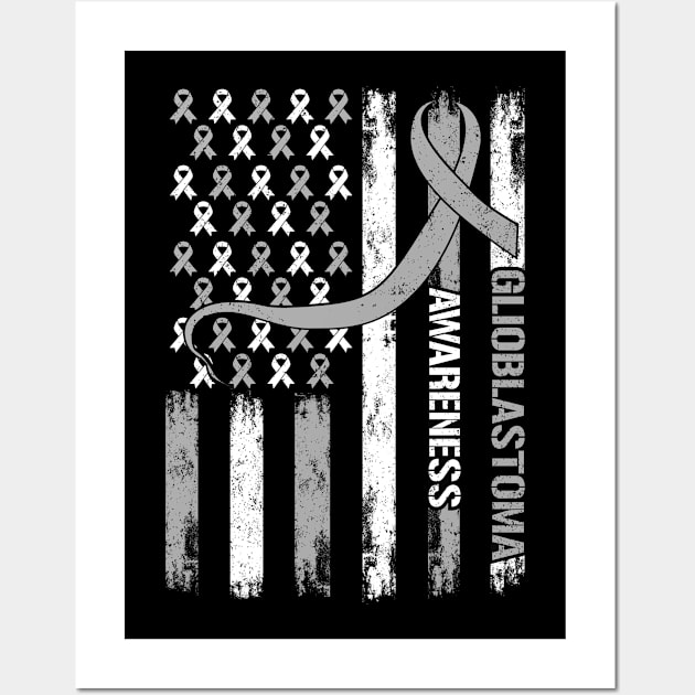 Glioblastoma Awareness Month American Flag Ribbon - Glioblastoma ...