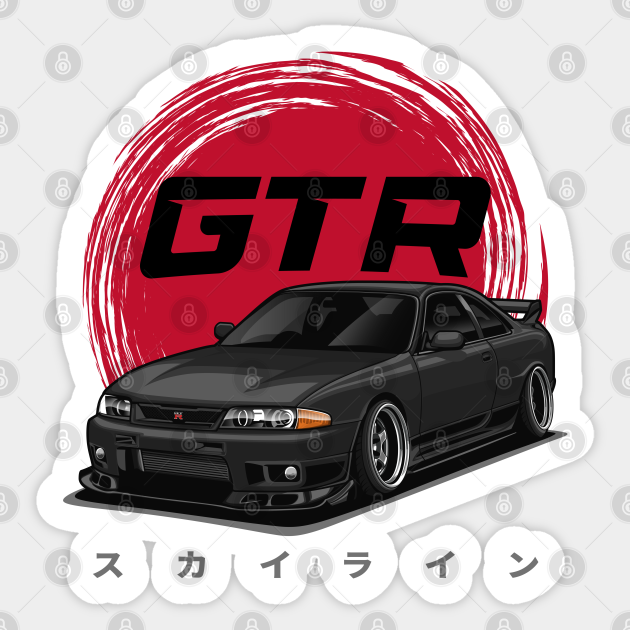 Skyline GTR R33 (Black) - Nissan Gtr - Sticker | TeePublic