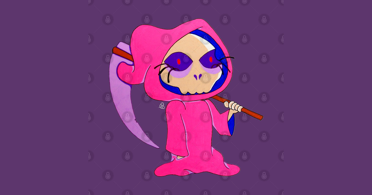 Pink Reaper, A Cute Pastel Colored Cartoon Grim Reaper - Grim Reaper ...