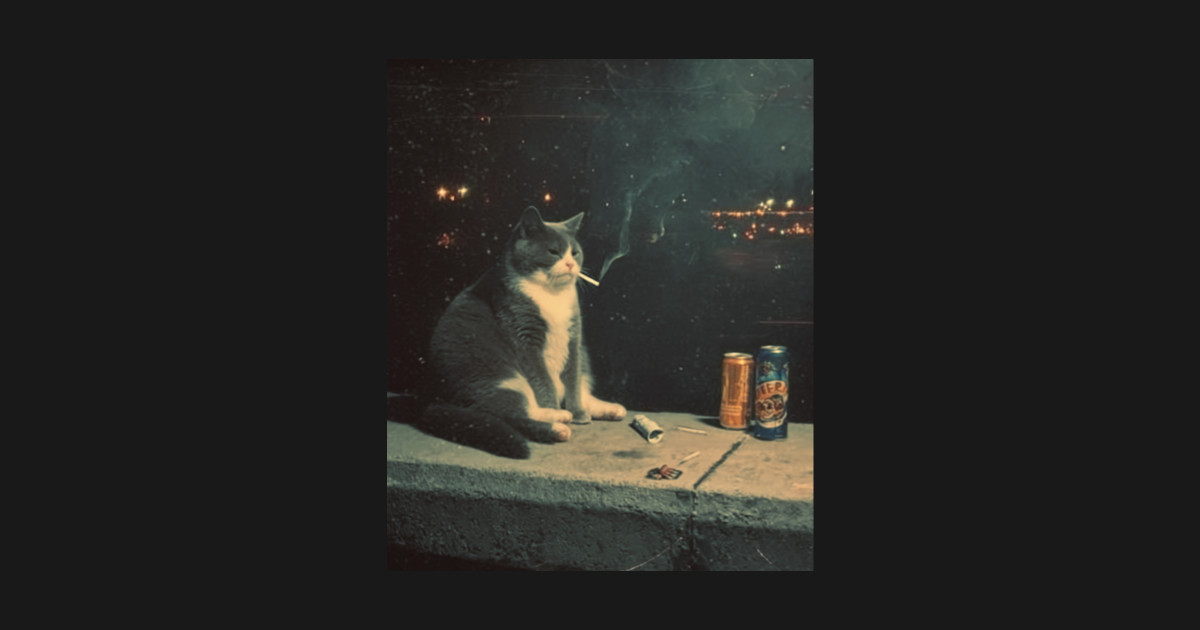 Cigarette Kitten Funny Smoking Cat Meme Stupid Brainrot - Cigarette ...