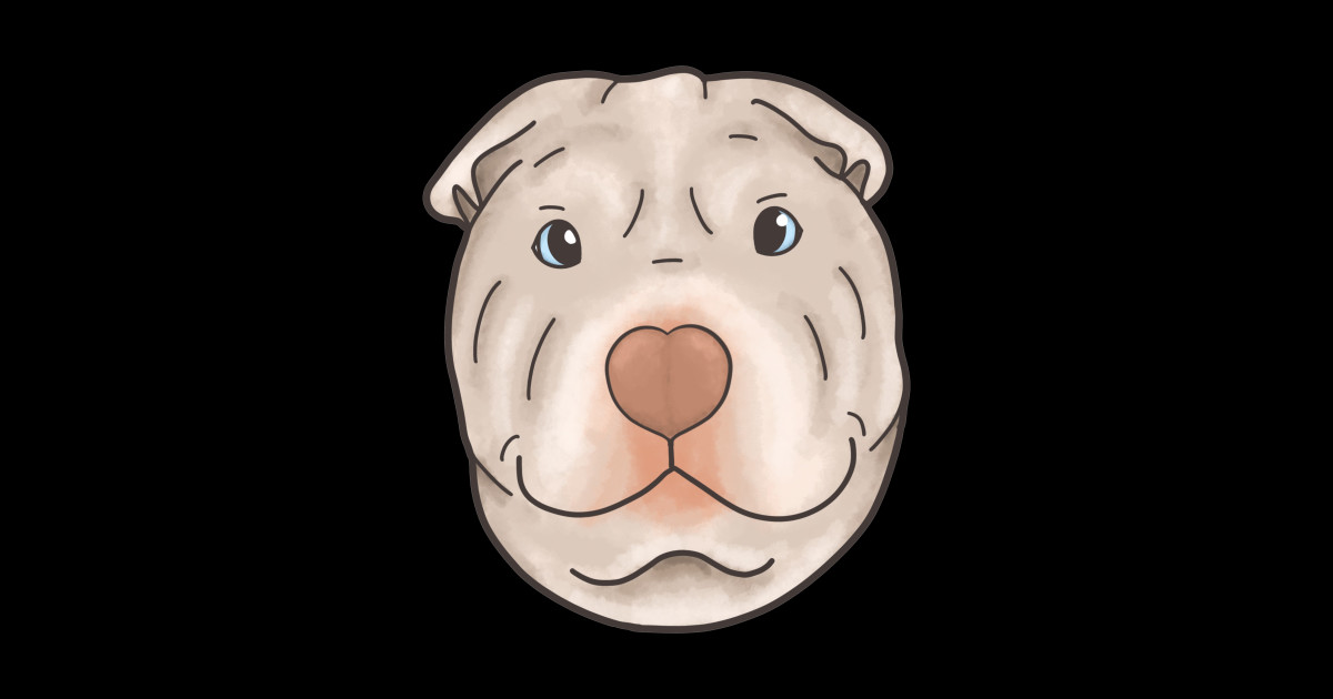 Silly Shar Pei Gemma Cartoon Portrait - Large Version - Sharpei ...