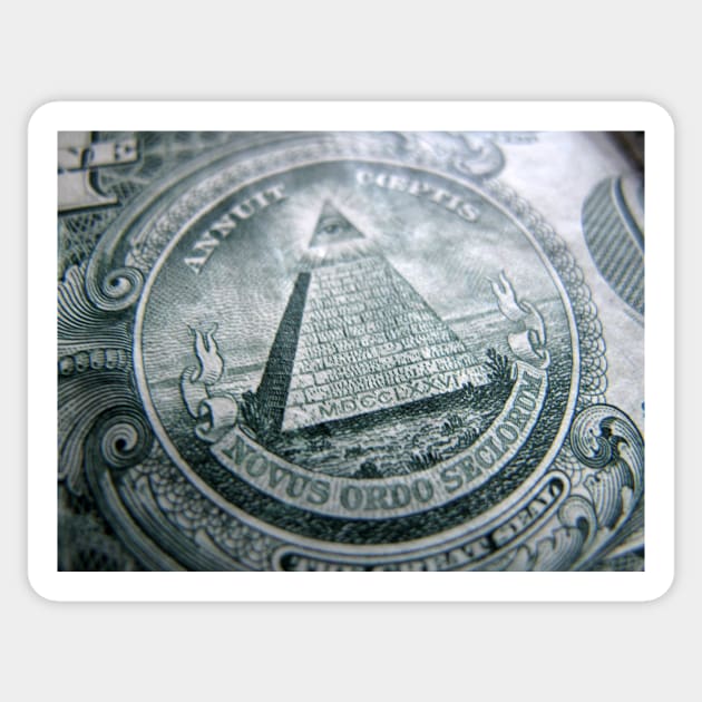 Close-up Detail of the one dollar bill - Us - Sticker | TeePublic