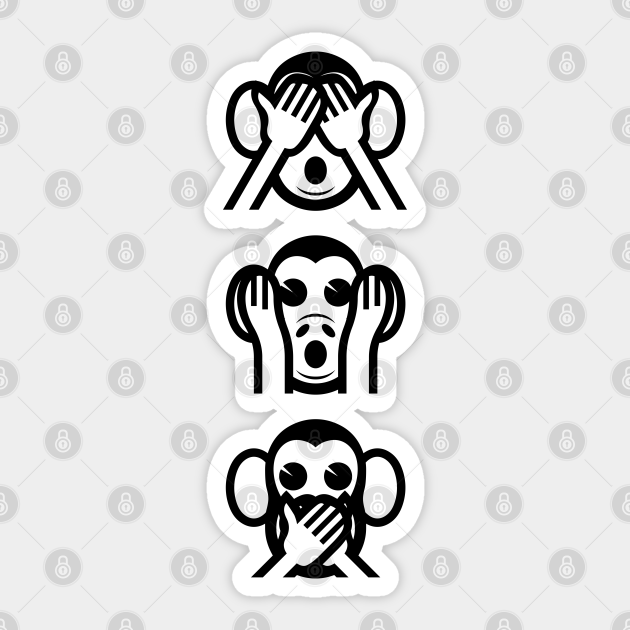 3 Wise Monkeys Emoji - Asian - Sticker | TeePublic