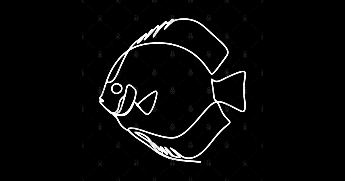 Discus fish line drawing - Discus - Sticker | TeePublic