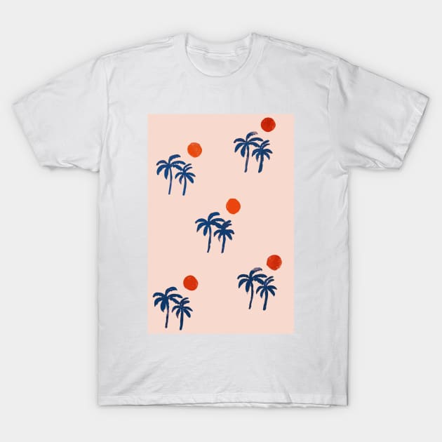 Palm Tree Sunset Pattern - Palm Trees - T-Shirt | TeePublic