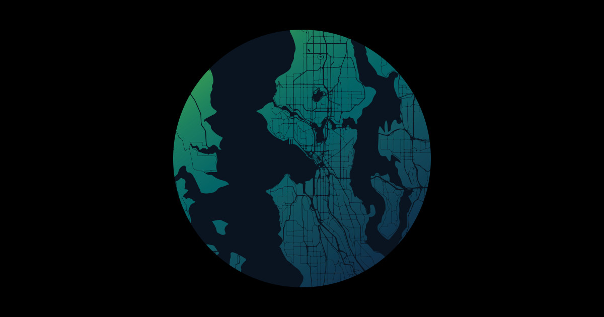 Seattle Map Gradient - Seattle Wa - Sticker | TeePublic