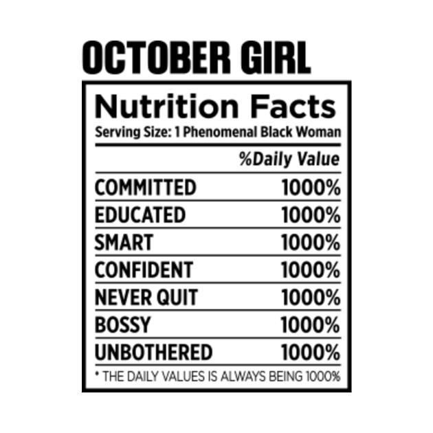 October Girl Nutrition Facts Nutrition Facts Birthday T Shirt october-girl-nutrition-facts-nutrition-facts-birthday-t-shirt