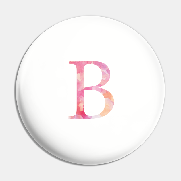 Beta Pink Watercolor Letter - Watercolor - Pin | TeePublic